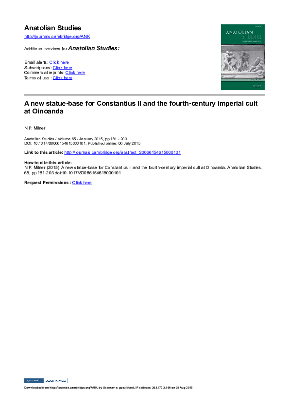 (PDF) A new statue-base for Constantius II and the fourth-century ...