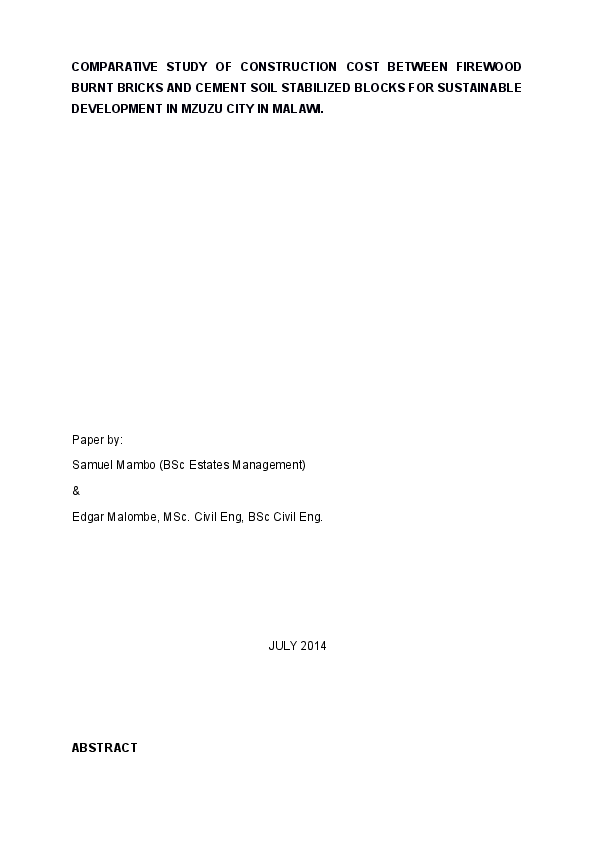 (DOC) COMPARATIVE STUDY OF CONSTRUCTION COST BETWEEN FIREWOOD BURNT ...