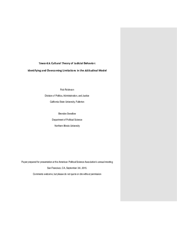 (PDF) Toward A Cultural Theory of Judicial Behavior: Identifying and ...