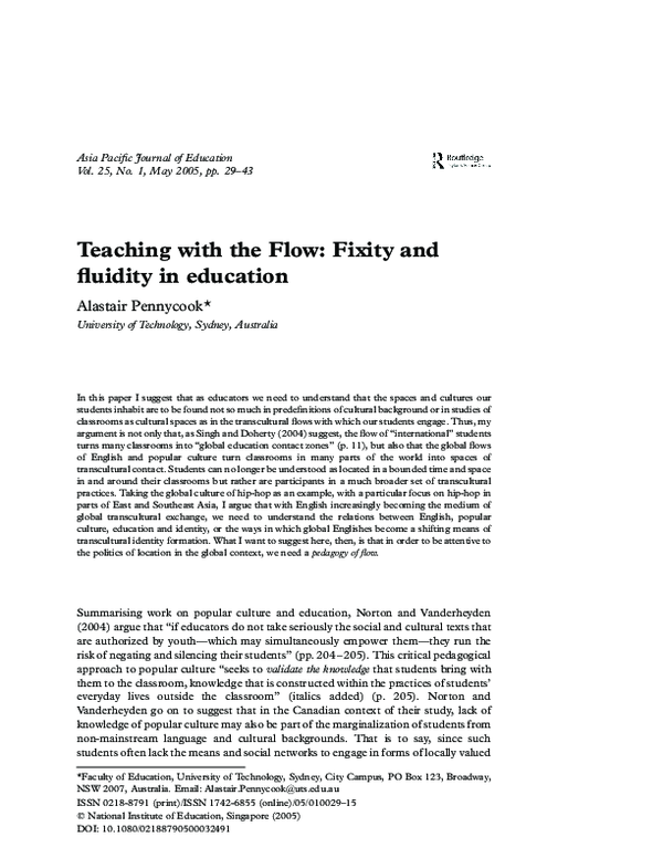 Teaching with the Flow: Fixity and fluidity in education