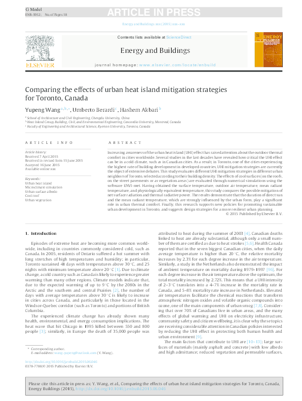 (PDF) Comparing the effects of Urban Heat Island Mitigation Strategies ...