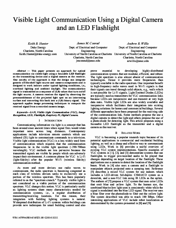 (PDF) Visible Light Communication Using a Digital Camera and an LED ...