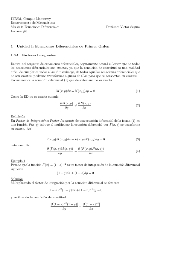 (PDF) Factor integrante