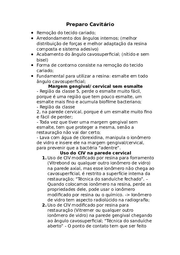 (DOC) Preparo Cavitário
