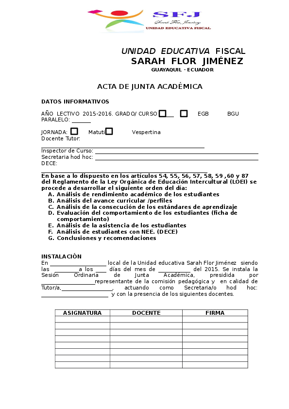 (DOC) ACTA DE JUNTA ACADEMICA parcial