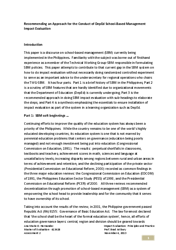 (PDF) Recommending an Approach for the Conduct of DepEd School-Based ...