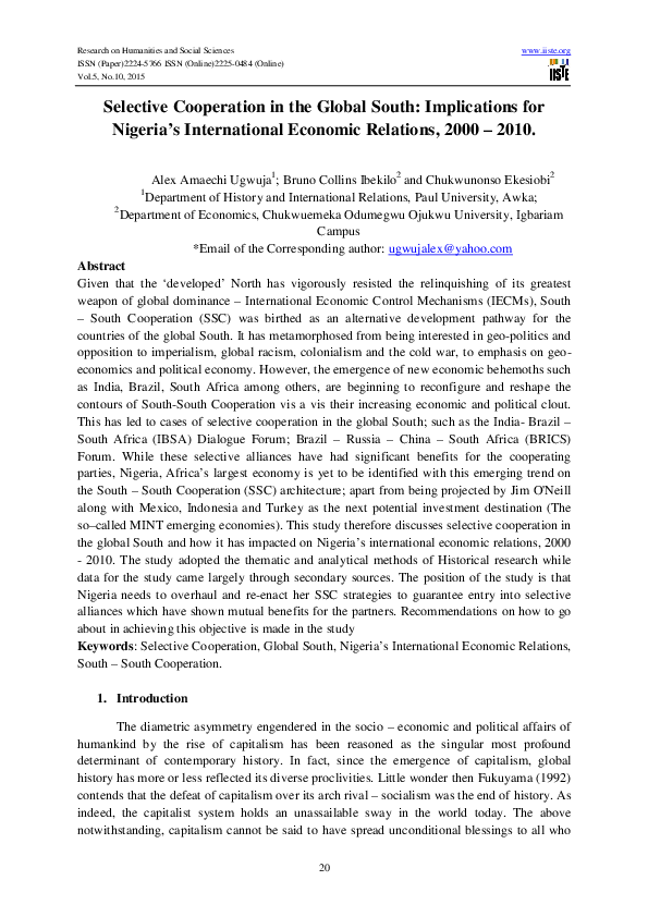 (PDF) Selective Cooperation in the Global South: Implications for ...