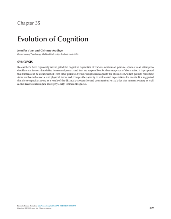 (PDF) Evolution of Cognition