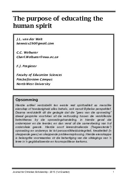 (PDF) The purpose of educating the human spirit