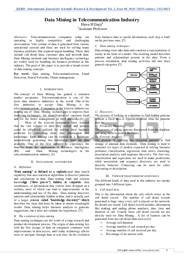 Data Mining Models For Industries