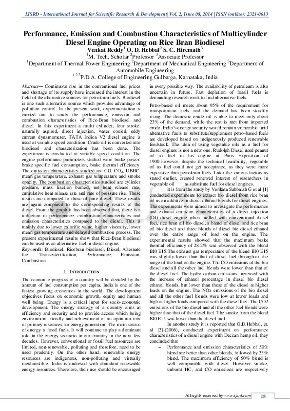 Pdf Performance Emission And Combustion Characteristics Of Multicylinder Diesel Engine