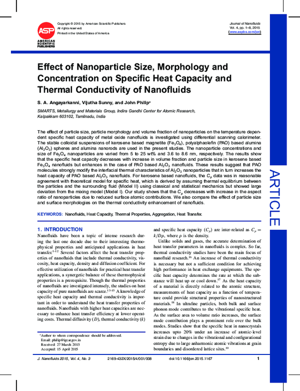(PDF) Effect of Nanoparticle Size, Morphology and Concentration on ...