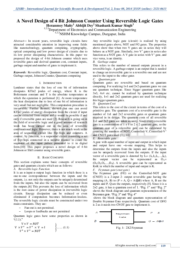 Pdf A Novel Design Of 4 Bit Johnson Counter Using Reversible Logic Gates 