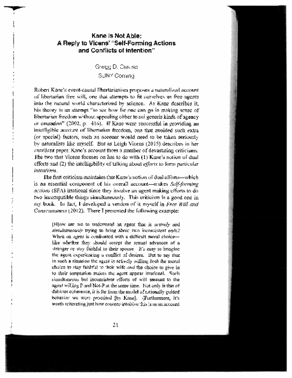 (PDF) Kane is Not Able: A Reply to Vicens' "Self-Forming Actions and ...