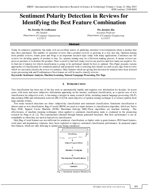 Pdf Sentiment Polarity Detection For Identifying Best Feature Combination