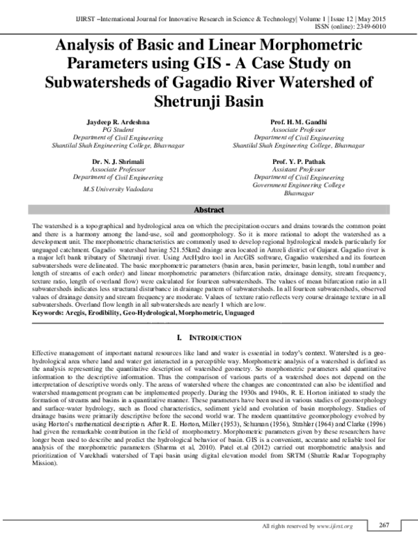 (PDF) Analysis of Basic and Linear Morphometric Parameters using GIS ...