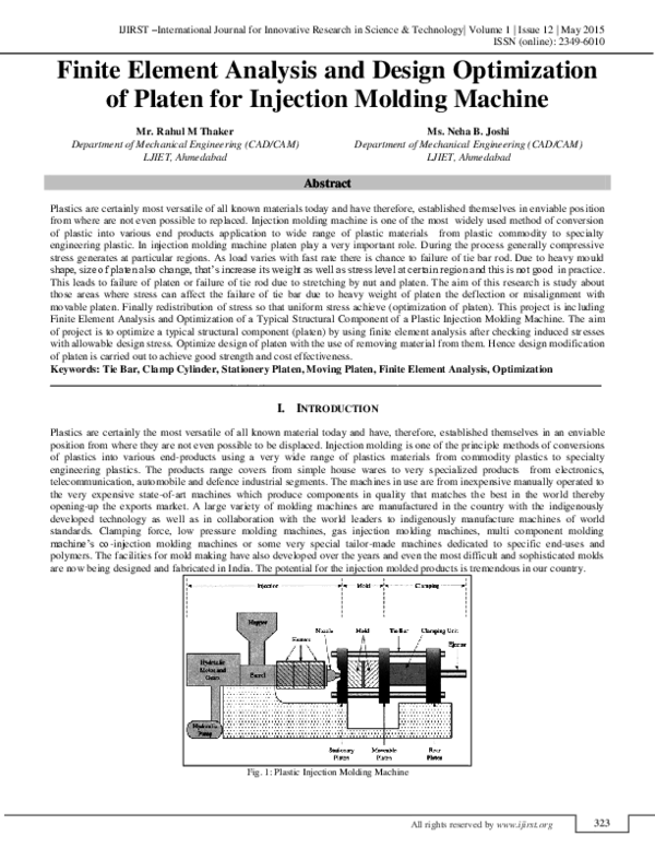 (PDF) Finite Element Analysis and Design Optimization of Platen for ...