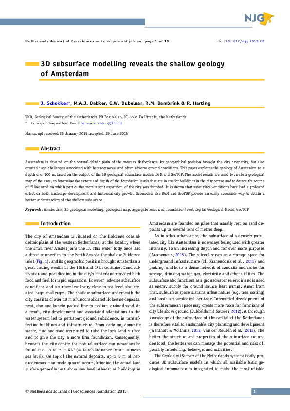 (PDF) 3D subsurface modelling reveals the shallow geology of Amsterdam