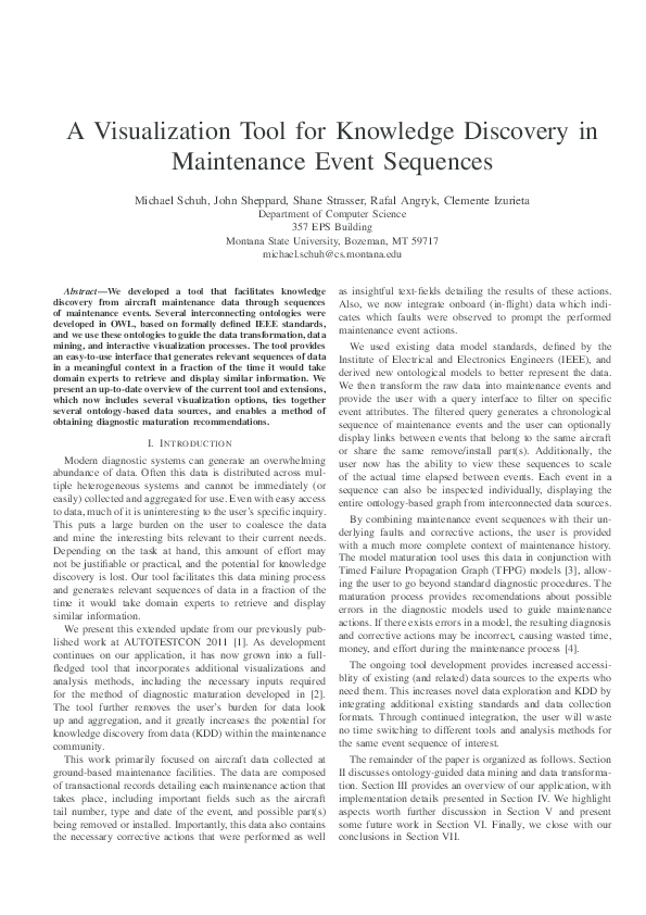 (PDF) A Visualization Tool for Knowledge Discovery in Maintenance Event Sequences