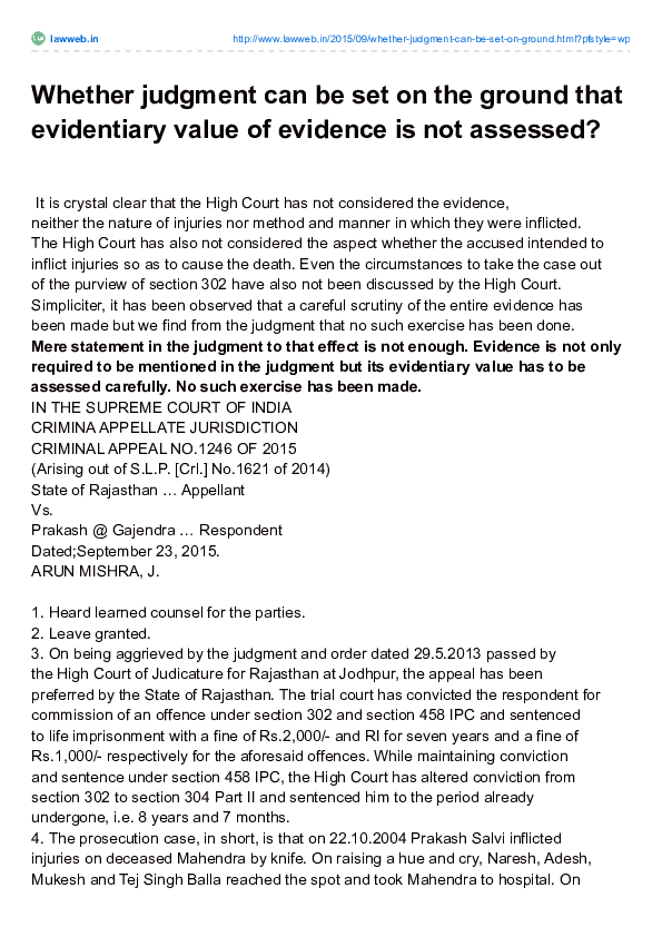 (PDF) Whether judgment can be set on the ground that evidentiary value ...