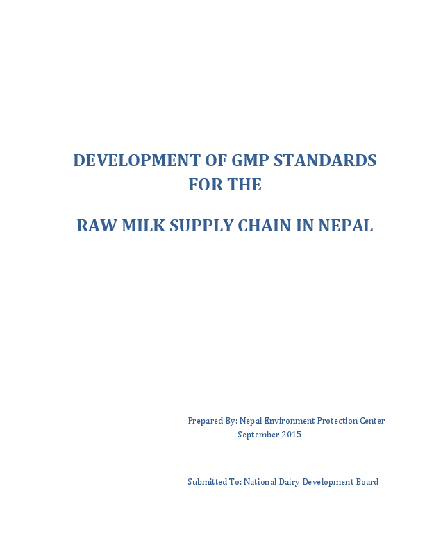 (PDF) DEVELOPMENT OF GMP STANDARDS FOR THE RAW MILK SUPPLY CHAIN IN NEPAL