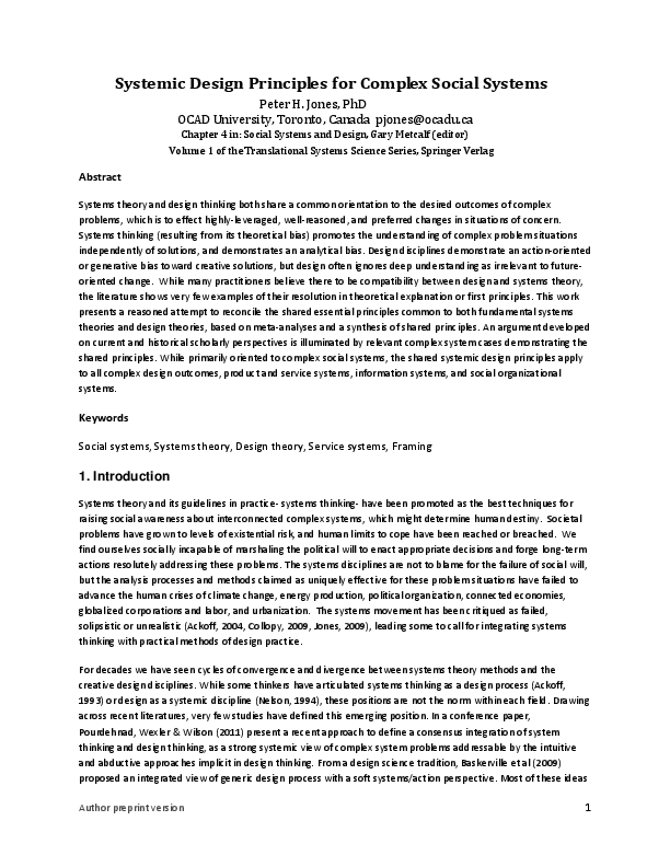 (PDF) Systemic Design Principles for Complex Social Systems.