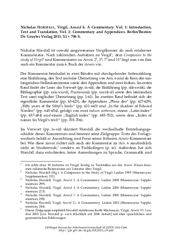(PDF) Magnus, Frisch, Rez. zu: "Nicholas Horsfall, Virgil, Aeneid 6. A ...