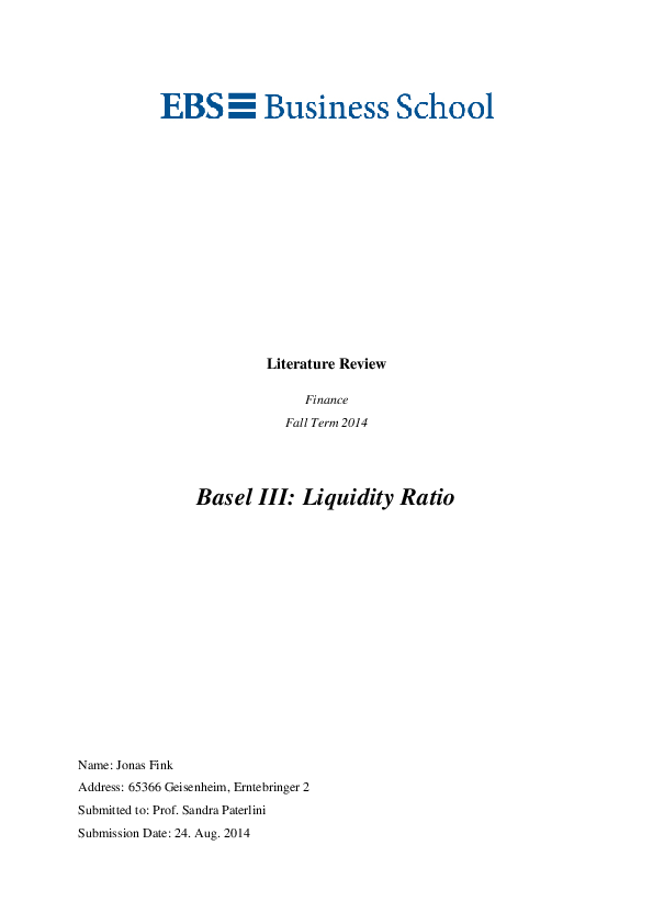 Literature Review_Basel III_ Liquidity Ratio