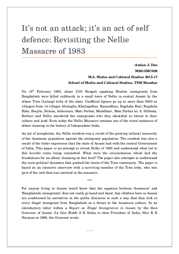 (DOC) It’s not an attack; it’s an act of self defence: Revisiting the ...