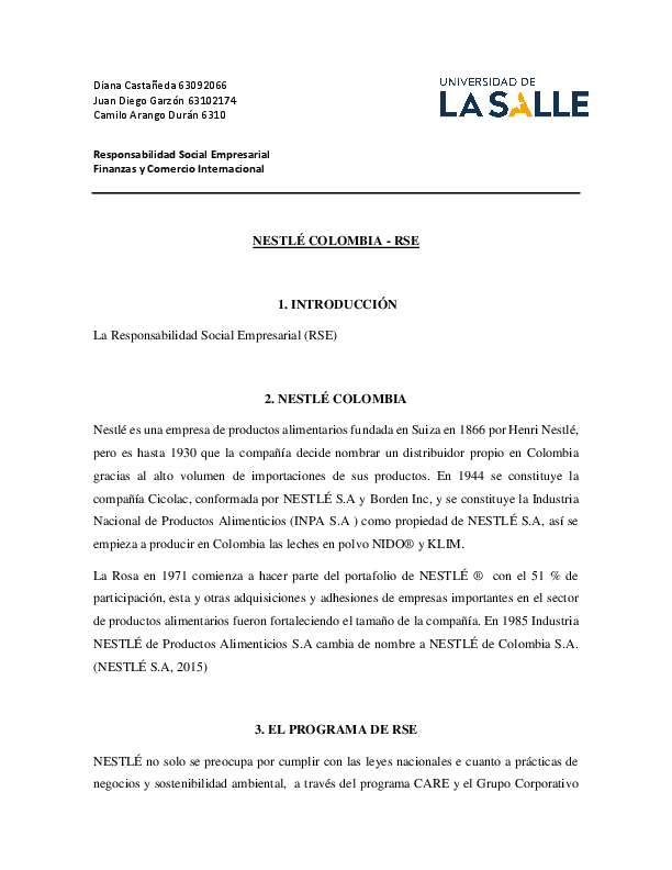 (PDF) NESTLÉ COLOMBIA -RSE
