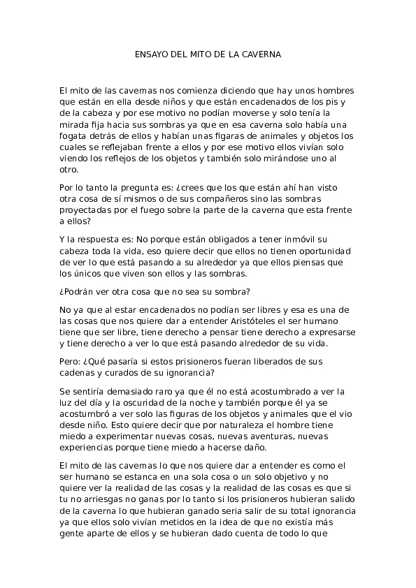 (DOC) ENSAYO DEL MITO DE LA CAVERNA