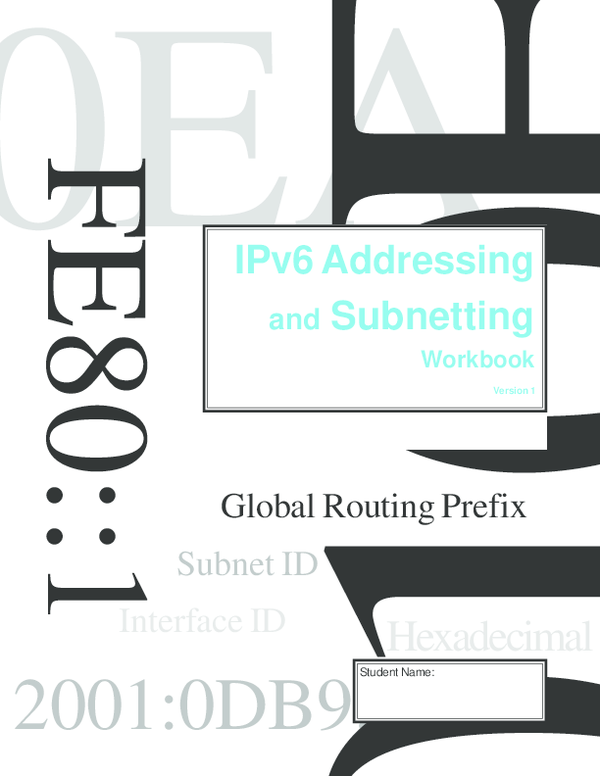 Ipv6 Addressing And Subnetting Workbook Global Routing Prefix