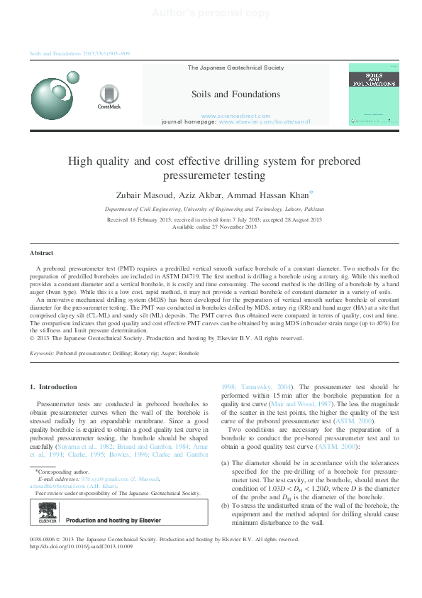 (PDF) High quality and cost effective drilling system for prebored ...