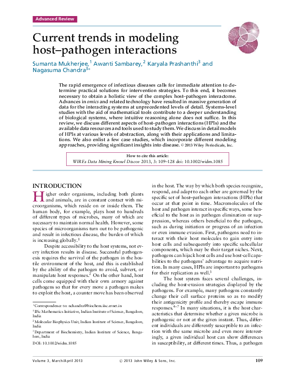 (PDF) Current trends in modeling host–pathogen interactions