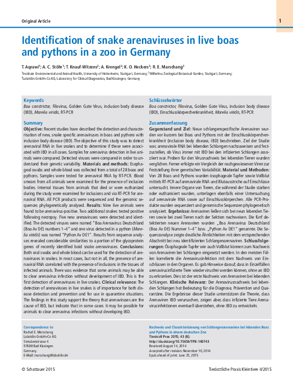 (PDF) Identification of snake arenaviruses in live boas and pythons in ...