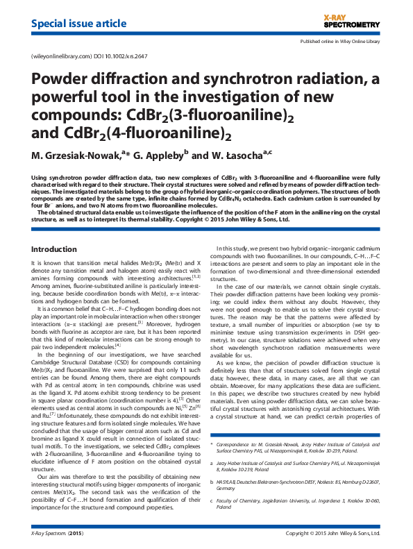 (PDF) Powder diffraction and synchrotron radiation, a powerful tool in ...