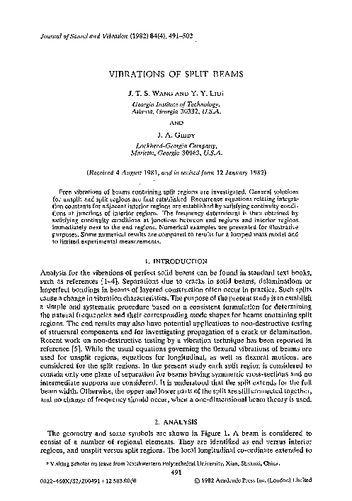 (PDF) VIBRATIONS OF SPLIT BEAMS