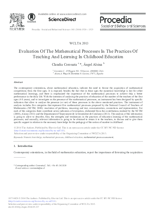 (PDF) Evaluation Of The Mathematical Processes In The Practices Of ...
