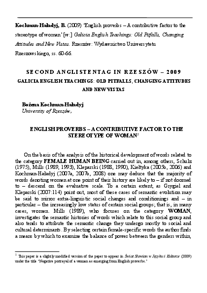 (DOC) English proverbs – A contributive factor to the stereotype of woman