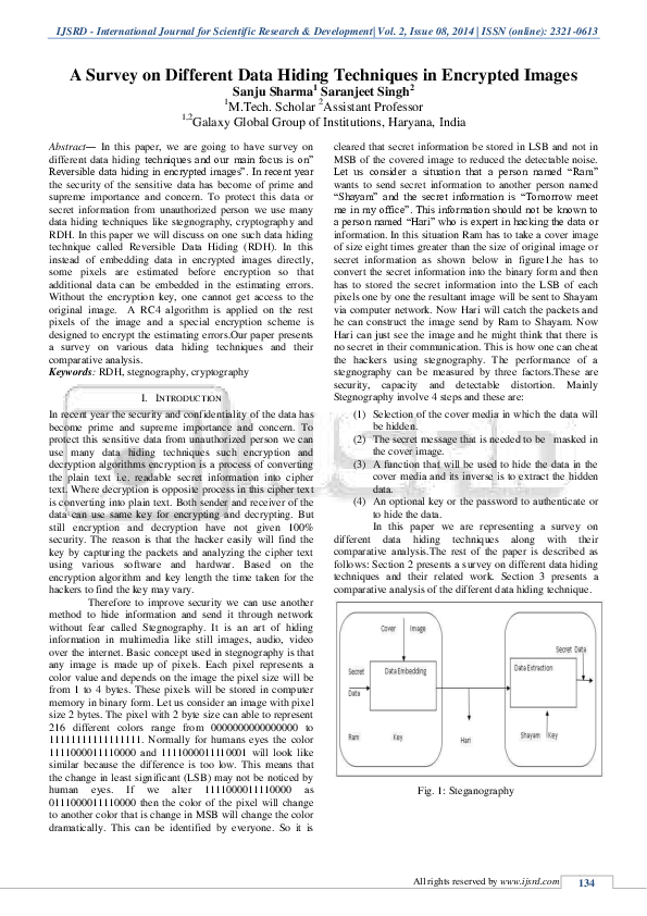 (PDF) A Survey on Different Data Hiding Techniques in Encrypted Images