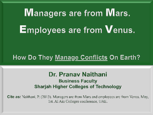 (PDF) Managers are from Mars and employees are from Venus.
