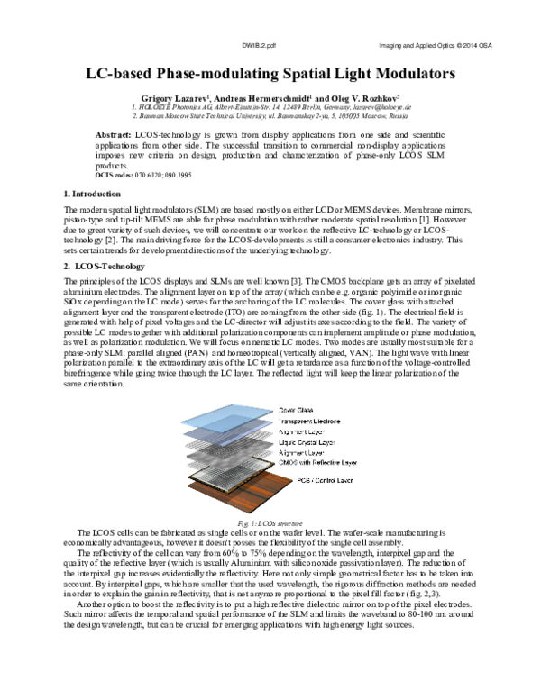 LC-based Phase-modulating Spatial Light Modulators