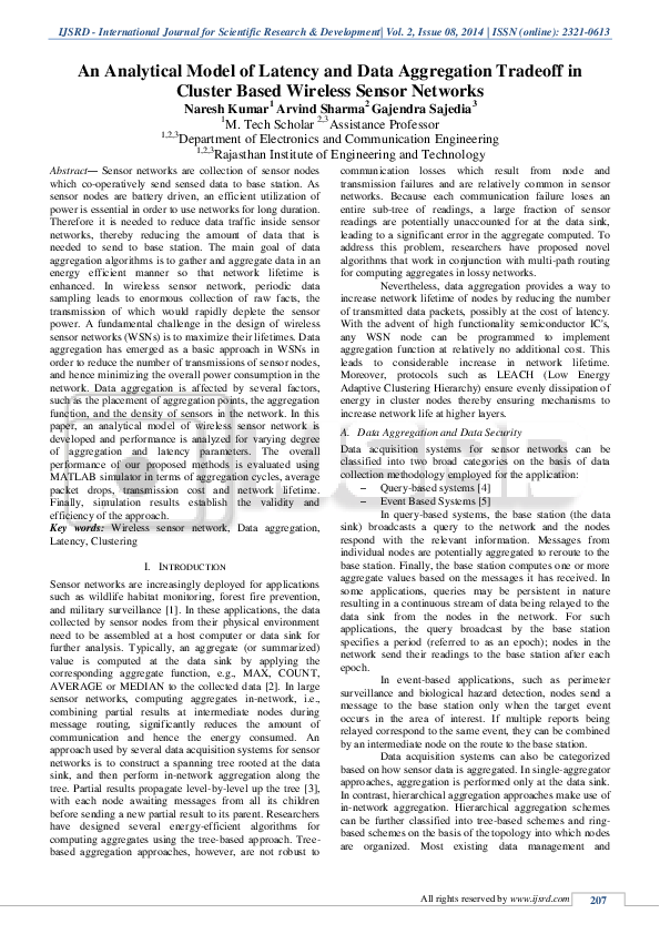 (PDF) An Analytical Model of Latency and Data Aggregation Tradeoff in Cluster Based Wireless ...