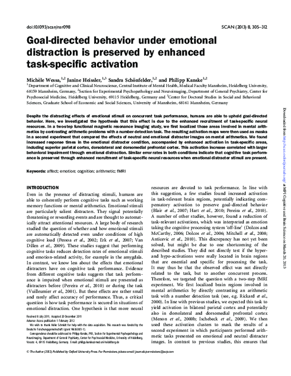 Goal-directed behavior under emotional distraction is preserved by ...