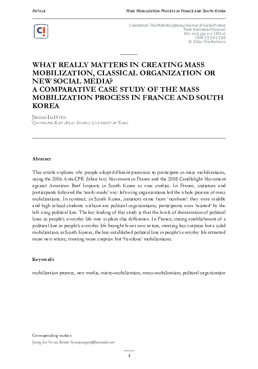 (PDF) What really matters in creating mass mobilization, classical ...