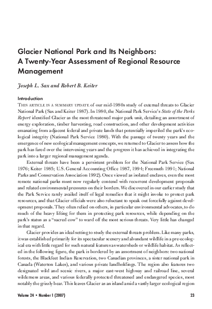 (PDF) Glacier National Park and Its Neighbors: A Twenty-Year Assessment ...