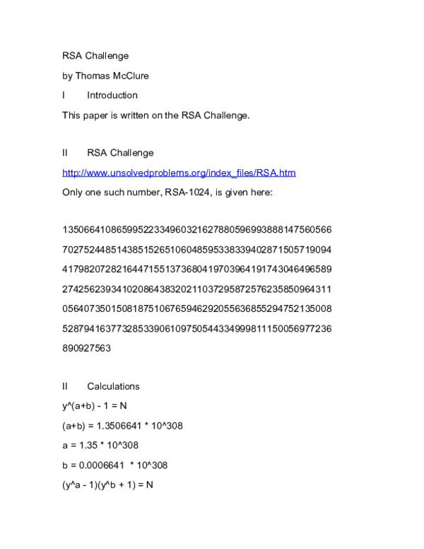 (PDF) RSA Challenge