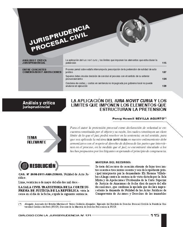 (PDF) LA APLICACIÓN DEL IURA NOVIT CURIA Y LOS LÍMITES QUE IMPONEN LOS ...