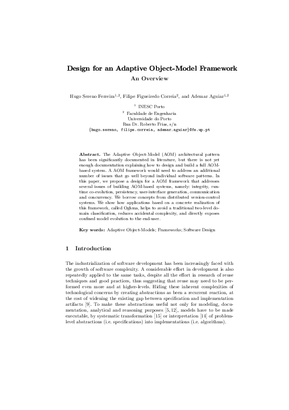 Pdf Design For An Adaptive Object Model Framework An Overview