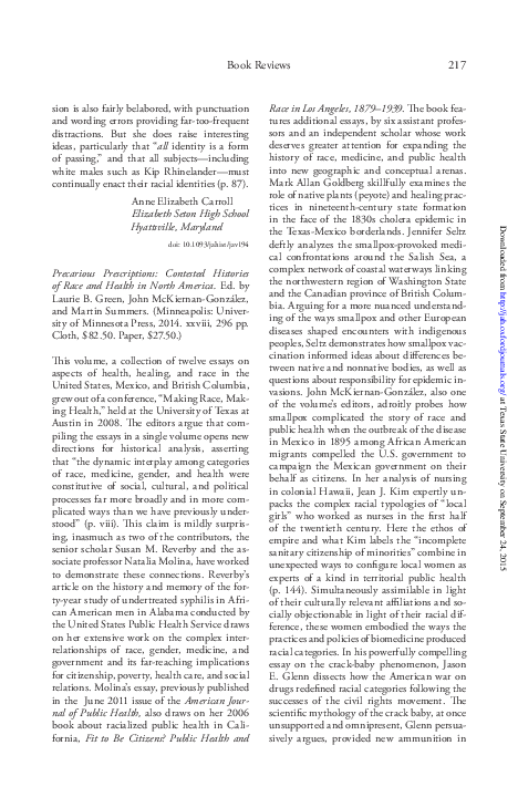 (PDF) Susan Lederer, Review: Precarious Prescriptions: Contested ...